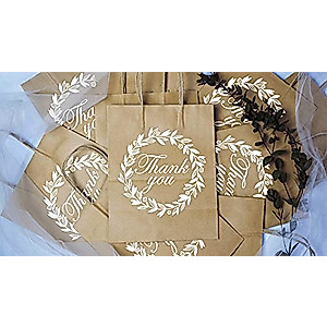 KALEFO 60Pcs Thank You Gift Bags Bulk Wedding Favors with Handle Brown Kfaft Paper Bags for Birthday Graduation Party Supplies Baby Shower Retail Shopping 7 x 4 x 9in