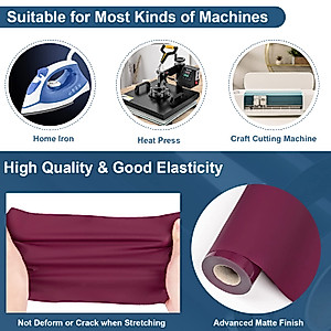 VINYL FROG Maroon Heat Transfer Vinyl Rolls, 12" x25ft Maroon Iron on Vinyl for Craft Cutter, Maroon HTV Vinyl Roll for All Cutter Machine, Easy to Cut & Weed for Heat Press Design