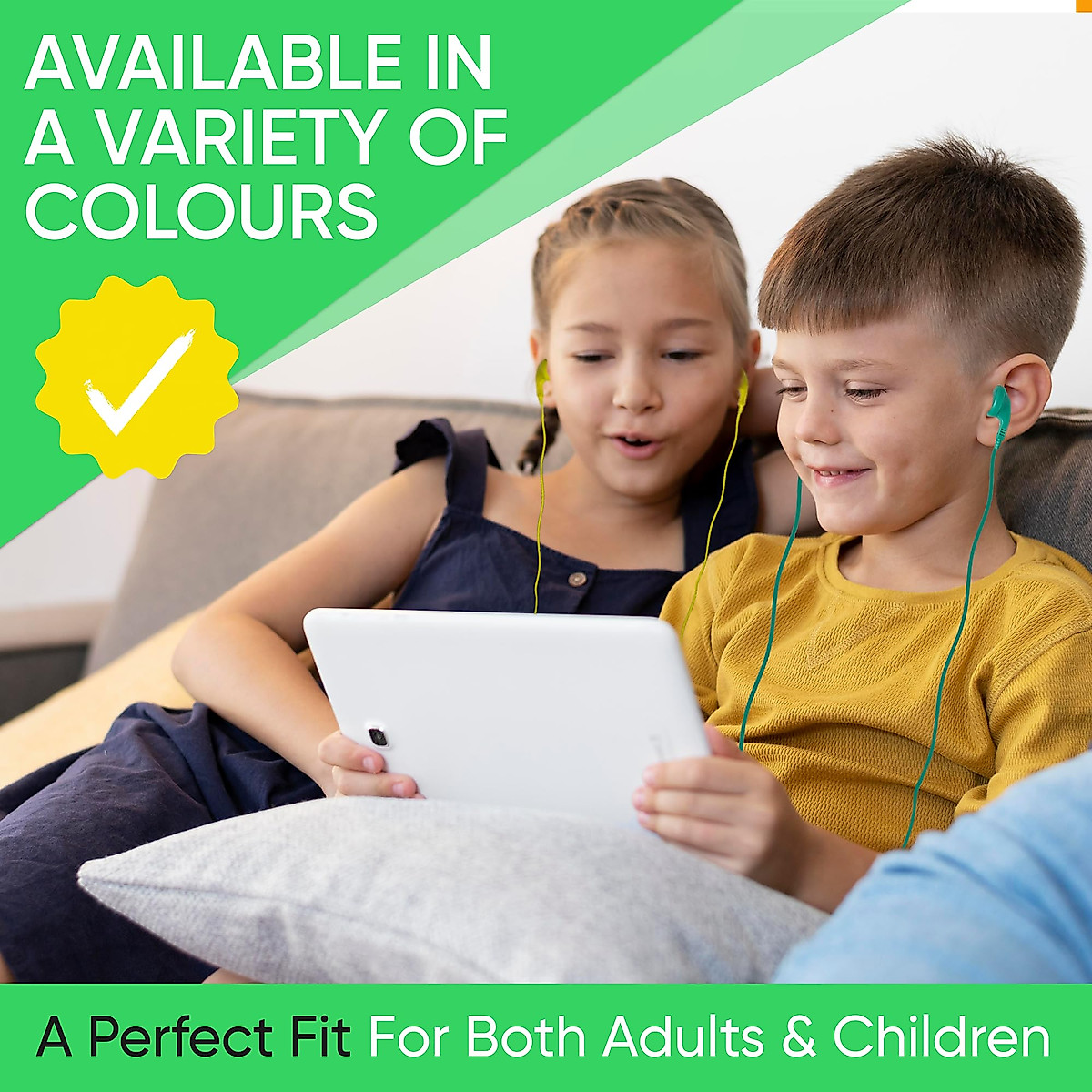 Redskypower 10 Pack Black Color Kid's Wired Earphone Headphones, Individually Bagged, Disposable Earphones Ideal for Students in Classroom Libraries Schools, Bulk Wholesale