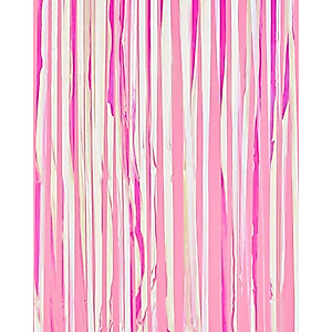 xo, Fetti Decorations Iridescent Fringe Foil Curtain - Set of 2 | Bachelorette Party Bridal Shower Backdrop, Wedding, Birthday Photo Booth