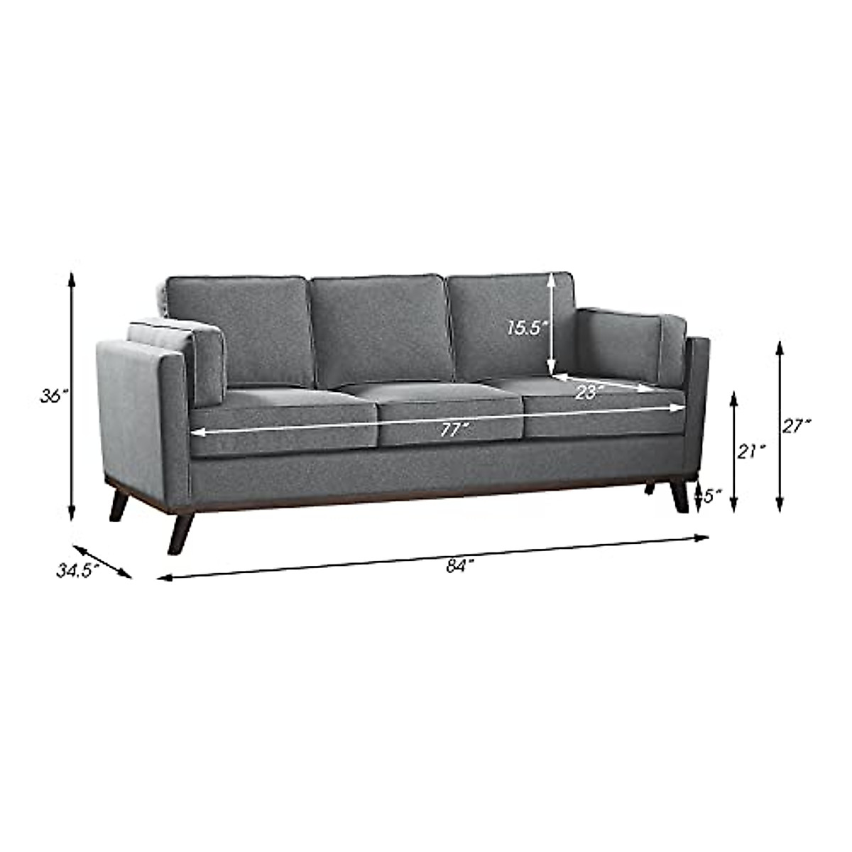 Lexicon Averi Textured Fabric Sofa, 84" W, Gray