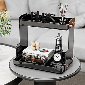 2 Tier Bathroom Counter Organizers And Storage, for Vanity, Kitchen, Office Countertop Organizer, Bathroom Counter Shelf, Double Countertop Makeup Organizer, Vanity Trays for Bathroom (Black)