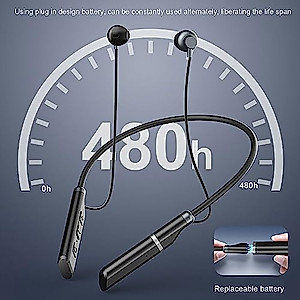 Tangxi Bluetooth5.3 Headphones, Noise Cancelling Strong Bass Stereo Neckband Bluetooth5.3 Headphones, Sweatproof Waterproof Wireless Sports Earbuds for Sports, Music, Conference