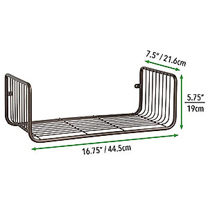 mDesign Wide Metal Wire Farmhouse Wall Decor Storage Organizer Shelf for Entryway, Hallway, Mudroom, Bedroom, Bathroom, Laundry Room - Wall Mount - Bronze