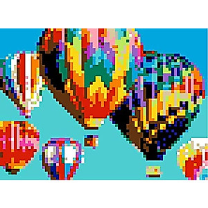 Huge Mosaic Puzzle Poster Kits | Group Project | No Mess Paint by Sticker | Stay at Home Activity | Classroom | One Sticker at a Time! | Large Hot Air Balloon | Learning Fun | 40” X 36” Giant Poster