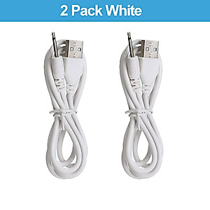 oGoDeal Replacement USB to DC Charging Cable | USB Charger Cord - 2.5mm - Original Replacement (2 Pack White)