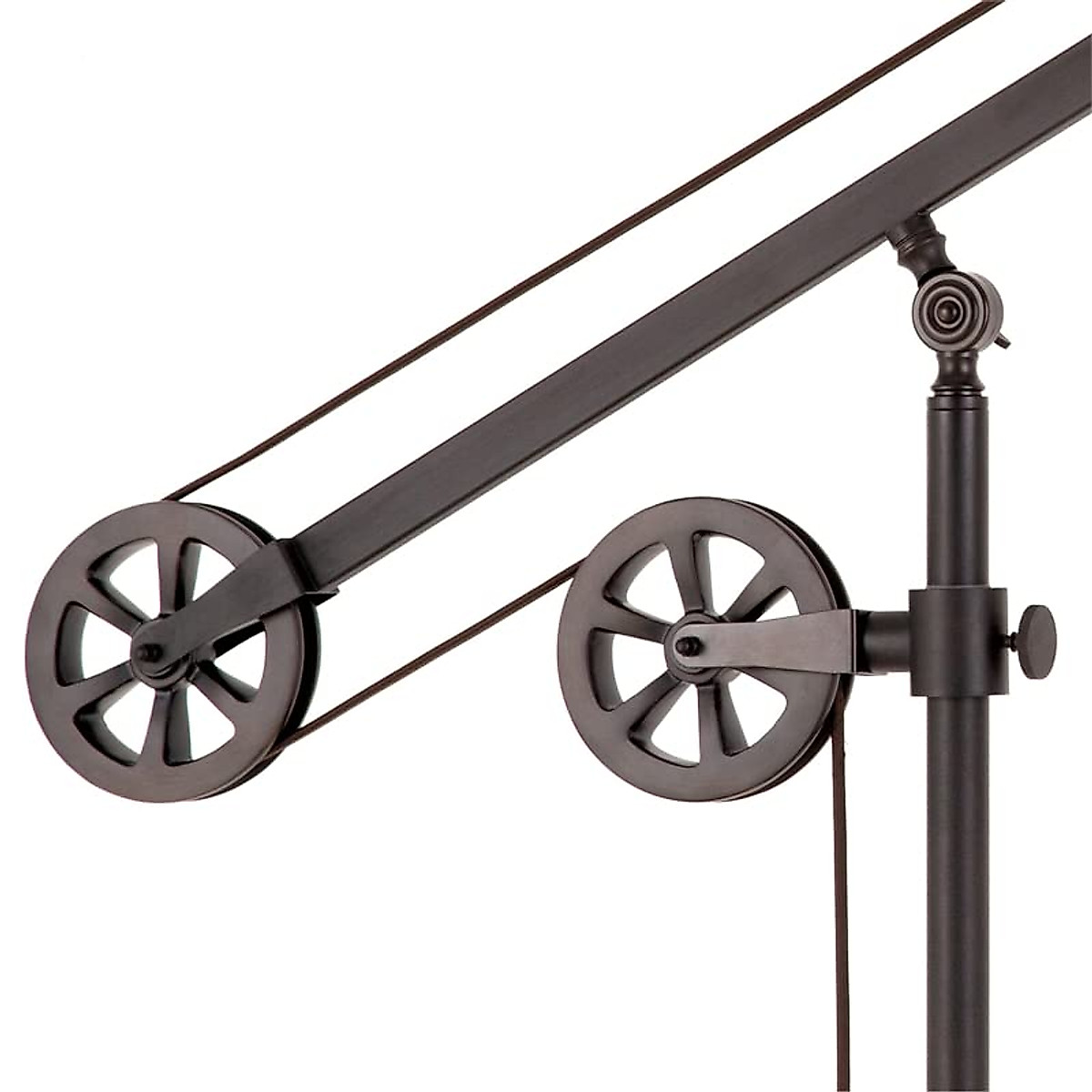 Henn&Hart Pulley System Floor Lamp with Metal Shade in Blackened Bronze/Blackened Bronze, Floor Lamp for Home Office, Bedroom, Living Room