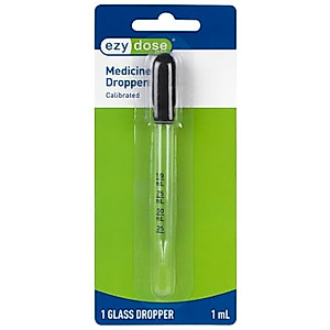 EZY DOSE Ear and Eye Medicine Dropper For Liquid & Medicine, 1mL Capacity Calibrated Glass, Deliver Correct Dose, Clear, BPA Free