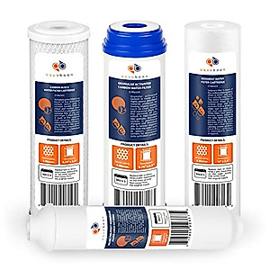 Reverse 10” x 2.5” Osmosis Coconut Carbon GAC Sediment RO Water Filters Set by Aquaboon