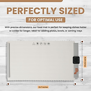 Happy Hive Food Warming Mat - Electric Heating Pad for Keeping Meals Warm - Foldable Mat - Easy to Clean - Food Warmer for Buffet, Restaurants, House Parties - Adjustable Temperature (Beige)