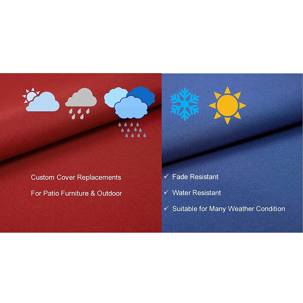 Ginsimar Custom Outdoor Furniture Cushion Covers, Chair Cushion Covers, Replacement Cushion Covers with Zipper, for couches and Sofas, only Cover, Customizable with 100 + Colors