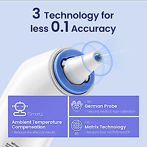 Ear Thermometer, Digital Ear Thermometer for Kids and Adults, High Accuracy Baby Thermometer with 1s Result, 3-Color Coded and 30 Memory Recall, Easy to Use, with 21 Disposable Probe Covers
