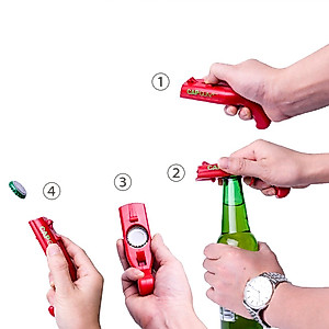 Frola Beer Bottle Opener Creative Funny Launcher Shooter Beer Cap Bottle Opener Funny Shoots Over 5 Meters(Red & Gray)