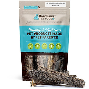 Raw Paws Green Beef Tripe Sticks for Dogs - 6-inch, 5-Pack - Packed in USA - Dried Tripe Dog Treats from Free-Range, Cows No Added Antibiotics or Hormones - Dehydrated Beef Green Tripe for Dogs