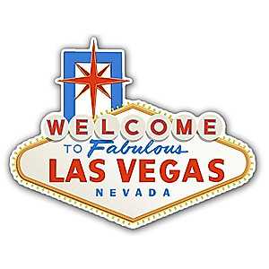 Welcome to Fabulous Las Vegas Sticker, Vegas, Nevada Vinyl, Sin City Destination Decal for Cars, Trucks, Laptops, and Water Bottles, Made in The USA (3 x 4 inch)