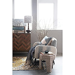 Creative Co-Op Cotton Embroidered Tassels Pillow, 18" L x 18" W x 2" H, Multicolor