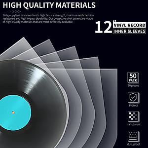 BUBM 50 pieces Inner LP Vinyl Record Sleeves Antistatic – 12 Inch Protective Vinyl Cover Sleeves
