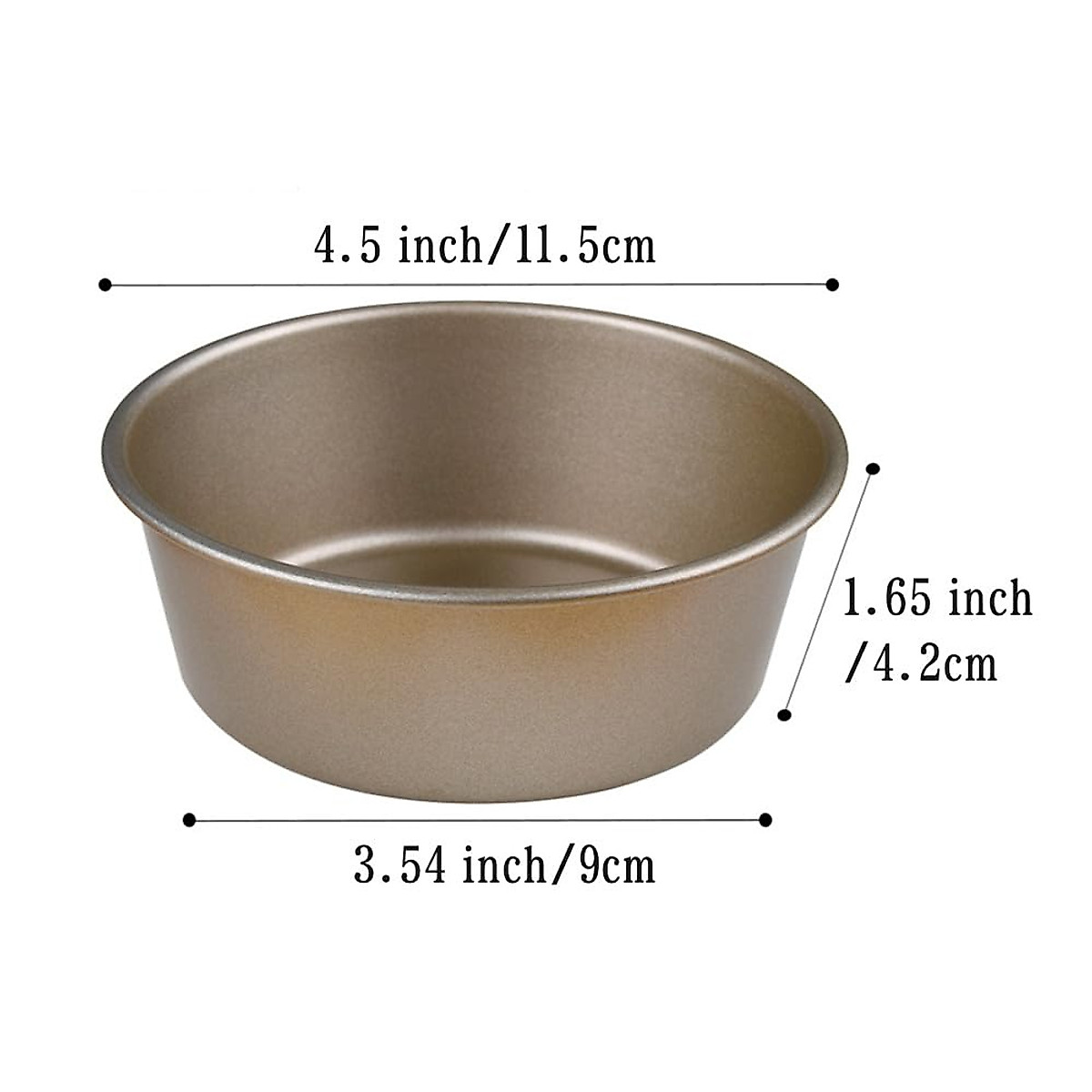 XZJMY 4Pack Mini Pie Pan 4-Inch Round Cake Pans Round Carbon Steel Cake Baking Pan,Air Fryer Hamburger Moulds for Muffins Egg Puddings Bread (Gold)