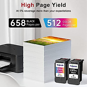 245XL 246XL Ink Cartridge Black Color Combo for Canon Ink Cartridges PG 245 and CL 246 Fit for Cannon MX490 MX492 MG2522 TS3100 TS3122 TS3300 TS3322 TS3320 TR4500 TR4520 TR4522 MG2500 Printer