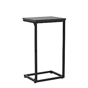 AMHANCIBLE C Shaped End Table Set of 2, Couch Tables That Slide Under, TV Trays, Side Tables for Living Room, Snack Table for Small Space, Black HET02BBK