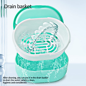 Denture Case, Double Denture Slot Cup Case Wet & Dry Portable Denture Case Portable False Teeth Container, Denture Cup with Lid for Cleaning Household Office Travel (Green)