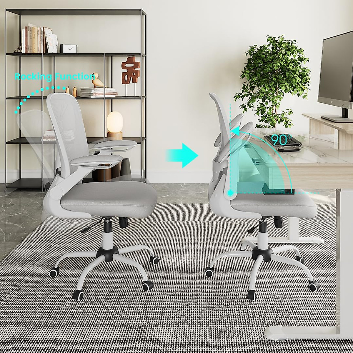 EUREKA ERGONOMIC Mesh Office Chair, Ergonomic Desk Chair with Adjustable Lumbar Support, Chair for Desk - Flip-Up Armrests, Breathable Computer Desk Chair with Wheels, Work Chair - BIFMA Passed(Gray)