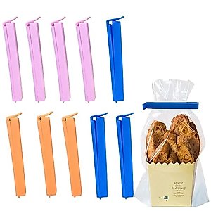 10 Pack Sealing Clips for Food,Bag Clips Plastic Sealing Clips for Food and Snack Bag Fresh Keeping Clamp Sealer For Kitchen (Random Colors)