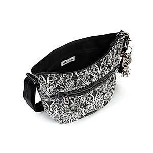 Sakroots Sequoia Small Crossbody, Black/White Soulful Desert