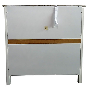 Kings Brand Furniture - Haber Marble Finish Top White Kitchen Island Storage Cabinet