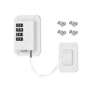 Fridge Lock, Refrigerator Combination Lock, Child Proof Baby Safety Locks, Multi Purpose Cabinet Lock Password Lock File Cabinet Lock, No Keys Needed(White)