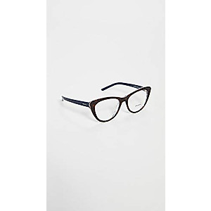 Prada Millennials PR 05XV 5121O1 Havana Blue Chess Plastic Cat-Eye Eyeglasses 53mm