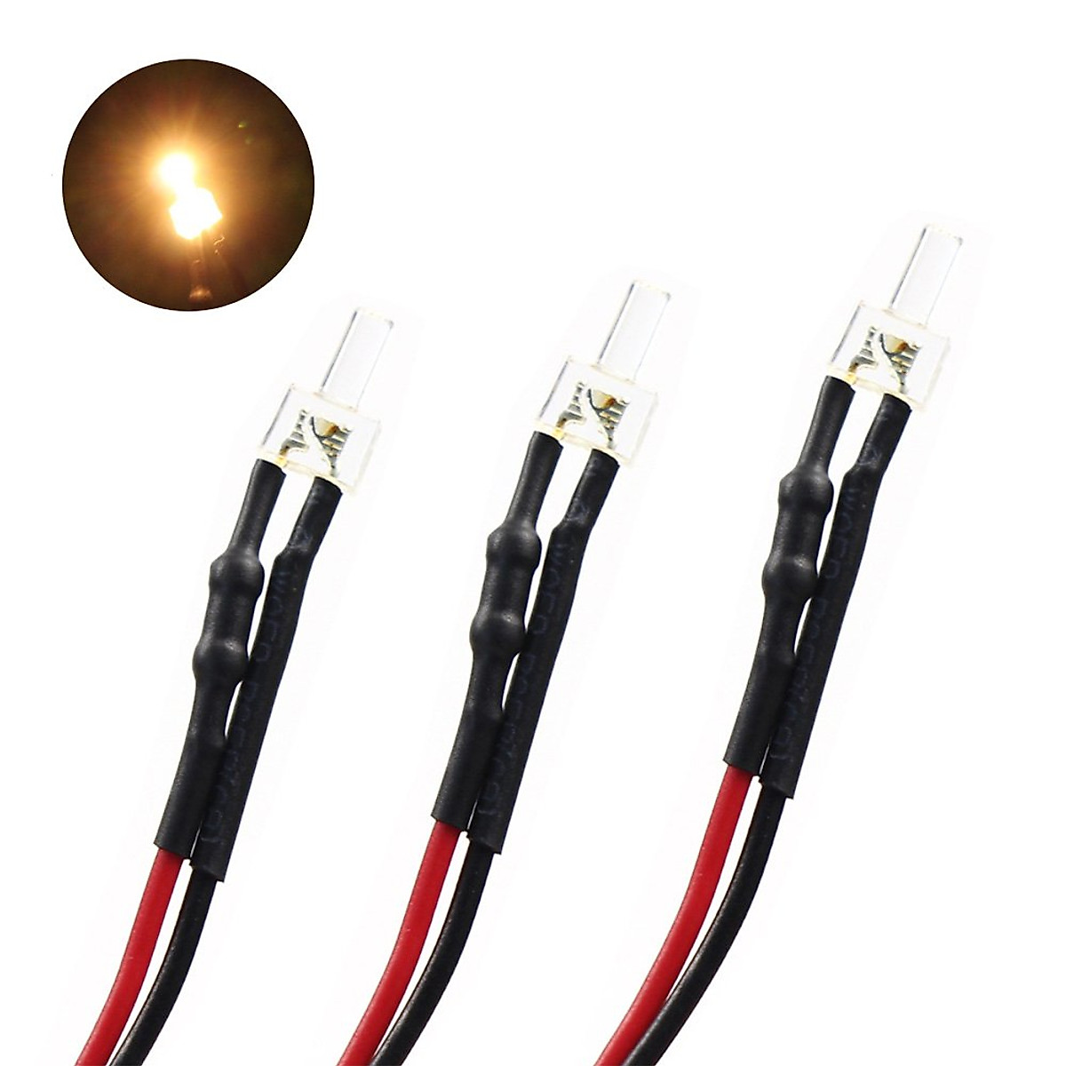 20pcs Pre Wired 2mm Warm White Led Lamp Light Set 12V ~ 18V for Train Layout