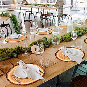 TaoBary 100 Pieces Disposable Wooden Slice Paper Place Mats Round Rustic Brown Wood Slices Charger Place Mat Bulk Table Paper Placemats for Summer Spring Fall Wedding Dinner Baby Shower Birthday Party