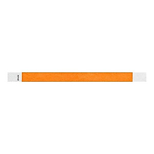 WristCo Neon Orange ¾” Tyvek Wristbands – 500 Pack | Waterproof Paper Bracelets for Concerts & Events