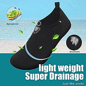 Unisex Water Shoes Quick-Drying Beach Aqua Shoes for Women Men Black Embossed 6-7 W/ 5-6 M US
