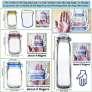 laffeya Candy Snack Bag, 20pcs Reusable Mason Bags, 8pcs Blue 1000ml 8pcs Red 500ML 4pcs Yellow150ml Mason Jar Bag, Reusable Plastic Bags Snack Bags, Freezer Kitchen Organizer