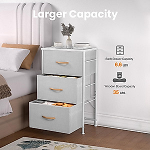 ROMOON Dresser for Bedroom, 3 Chest of Drawers, Fabric Nightstand with Organizer Storage Drawers, Small Closet Dresser for Bedroom, Closet, Entryway, Hallway, Nursery Room (Grey)