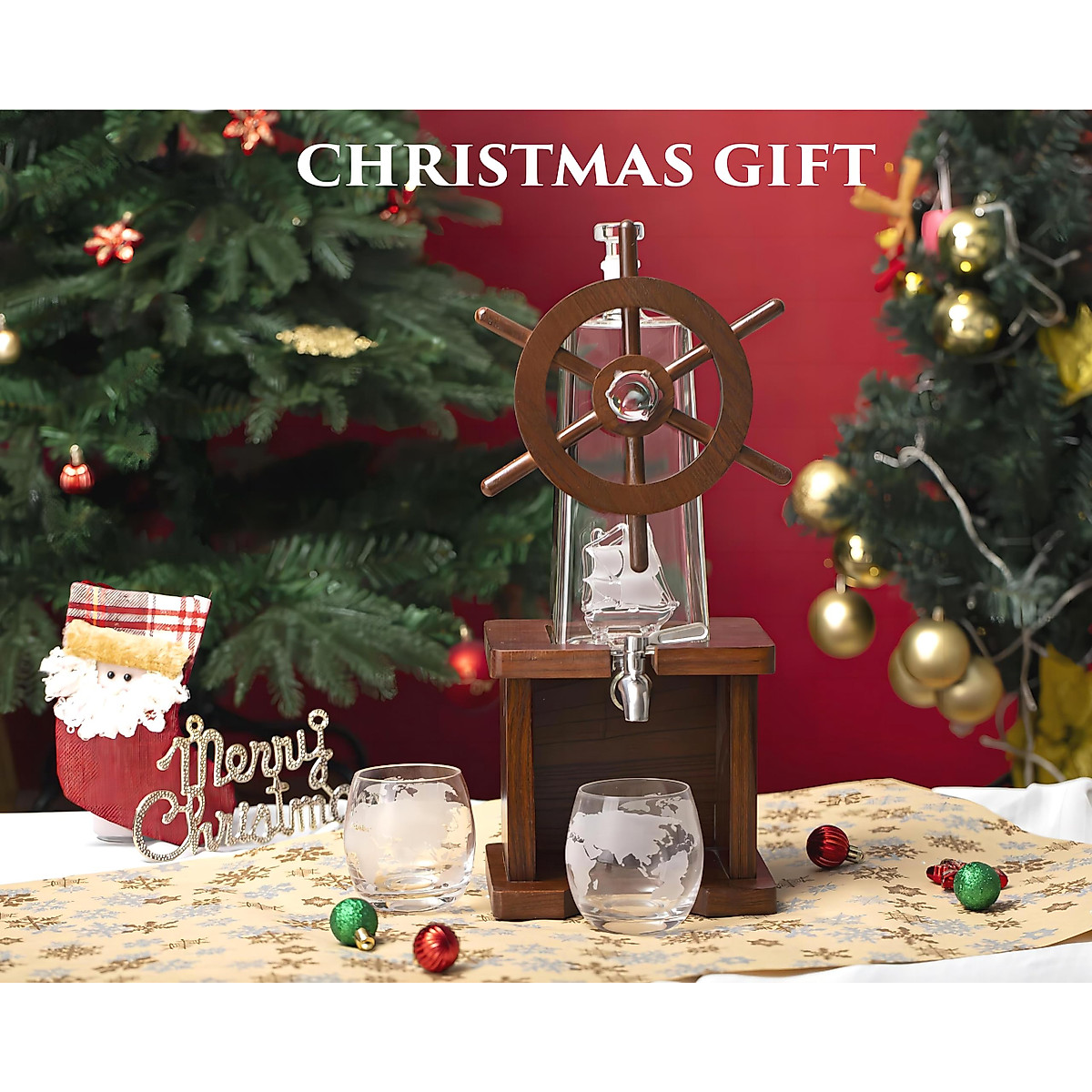 Jillmo Whiskey Decanter, 1250ml Whiskey Decanter Set with 2 Globe Glasses