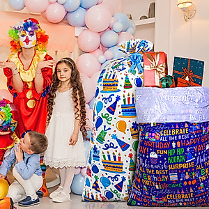 MIMIND 2 Pieces Large Plastic Birthday Gift Bags 36 x 56 Inches Giant Gift Wrap Bags Large Birthday Present Wrapping Bags with Rope, Tag, Pull Bow for Birthday Party, Baby Shower, Christmas