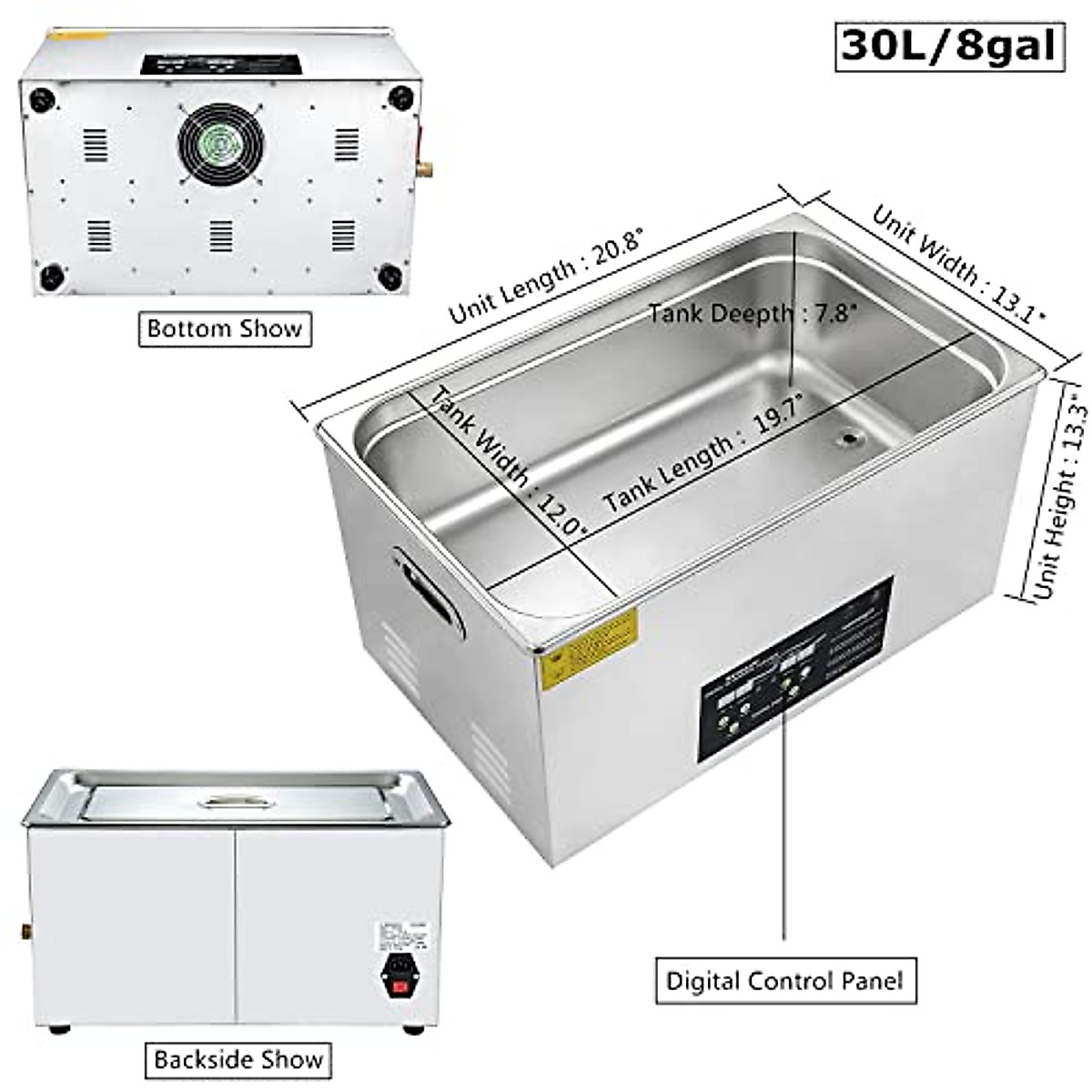 Kaimashi Ultrasonic Cleaner 30L Large Ultrasonic Cleaning Machine SUS 304 with Digital Timer and Heater