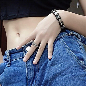 Dmaiy Punk Leather Bracelets Star Studded Bracelet Gothic Rock Bracelets Black Adjustable Cuff Wristband for Women and Men (Black star)