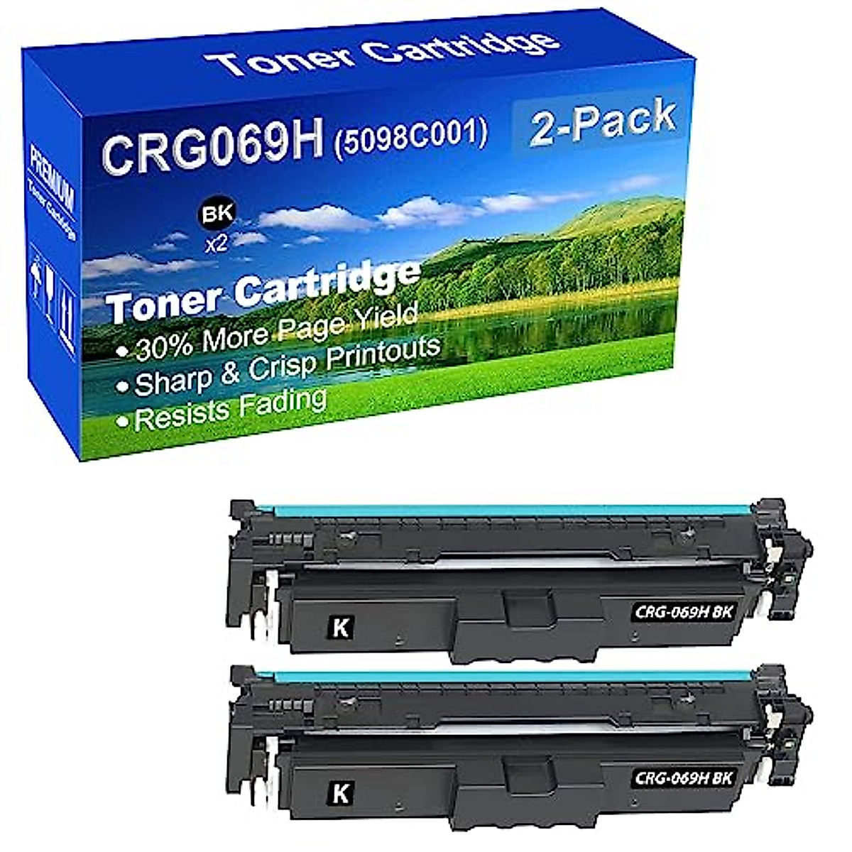 2-Pack (Black) Compatible High Capacity CRG-069H CRG069H (5098C001) Toner Cartridge Used for Canon MF753Cdw MF751Cdw LBP674Cdw LBP673Cdw LBP674Cx MF752Cdw MF756Cx Printer