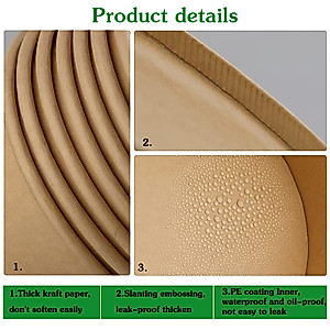 Huaiid Large Paper Bowl With Lids, 25 oz Kraft Paper Food Container, Paper Soup Bowls,Disposable Paper Salad Bowl For Chilled Pasta, Potato Salad, Fruit and More[750 ML 50 Pack]