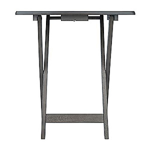 WINSOME Dorian Oversized Snack Table Set, Oyster Gray (Brown Base) (replace color may vary)., 23.62 x 15.75 x 25.51, 5pc