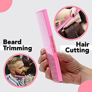 Allegro Combs 420 Hair combs Barber Comb Set Hair Cutting Pocket Styling For Hair Stylist 12 Count (Fresh Pink)