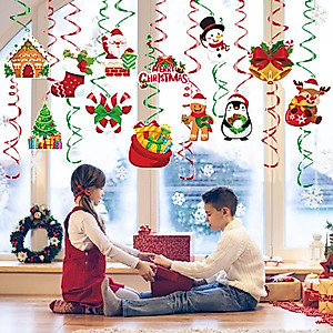CCINEE 36pcs Christmas Hanging Foil Swirls, Xmas Hanging Decoration Christmas Foil Ceiling Hanging Swirls for Indoor Outdoor Christmas Holiday Party Supplies
