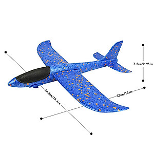 DC-BEAUTIFUL 3 Pack Upgrade 13.6" Airplane Toys, Throwing Plane 2 Flight Modes, Throwing Foam Airplanes with Rubber String Launch, Outdoor Sport Toy Party Favor Birthday Gift for Kids