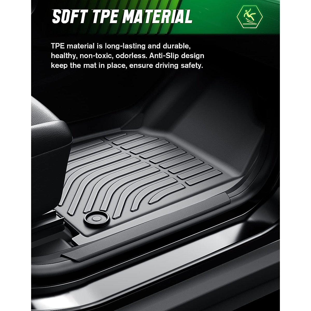 VIWIK Floor Mats Compatible for 2012-2018 Focus, Car Mats All Weather Protection Floor Liners Full Set Include 1th and 2nd Row Front & Rear, TPE Black