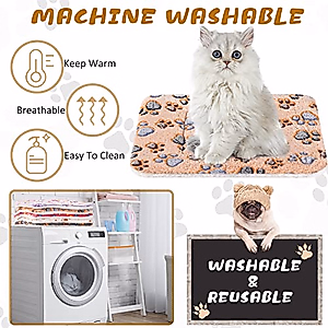 5 Pcs Guinea Pig Bed Mat Cute Cats Paw Print Blanket Bed for Small Animal Winter Soft Plush Bunny Dog Cat Bed Thickened Washable Reversible Fleece Crate Bed Mat Hamster Bedding (21 x 14 Inch)