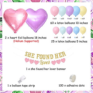 Sursurprise She Found Her Lover Banner Pastel Balloon Garland Kit for Bachelorette Party Decorations Bridal Shower Engagement Wedding Supplies